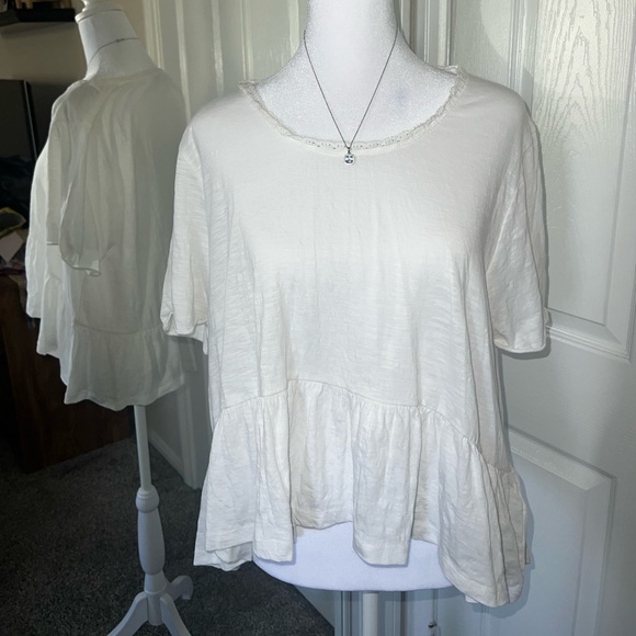Vintage | Tops | Vintage Y2k White High Low Ruffle Top | Poshmark